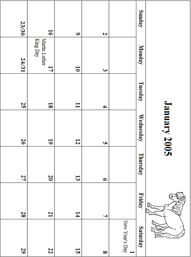 2005 January Coloring Grid