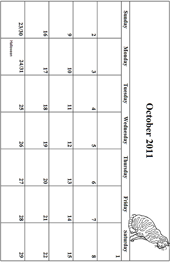 October 2011 Coloring Grid